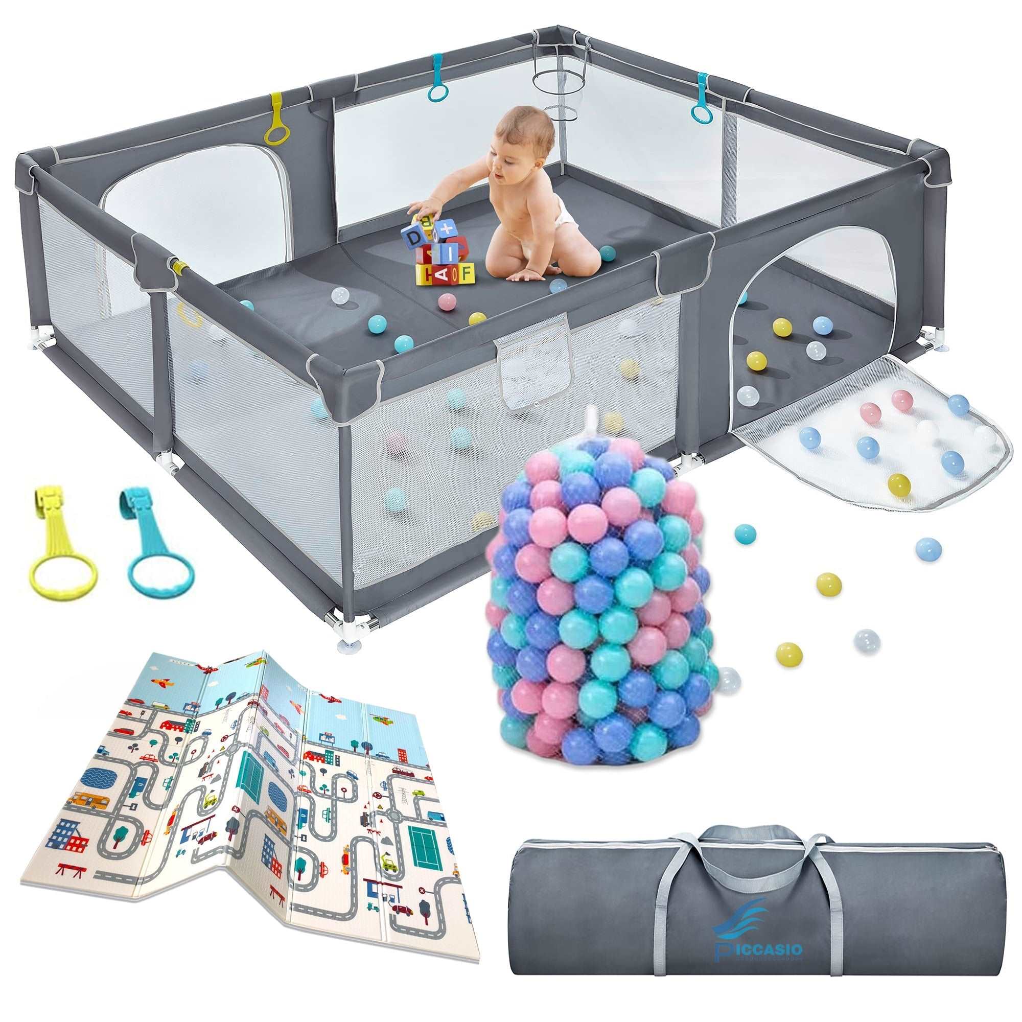 WESOUQ™ Playpen Baby Large Size Playpen, set up and fold down, Best Ba ...